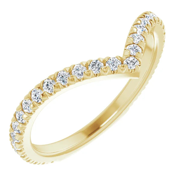 14K Gold Chevron Shape Lab-grown Diamond Ring Wedding Band – Lireille