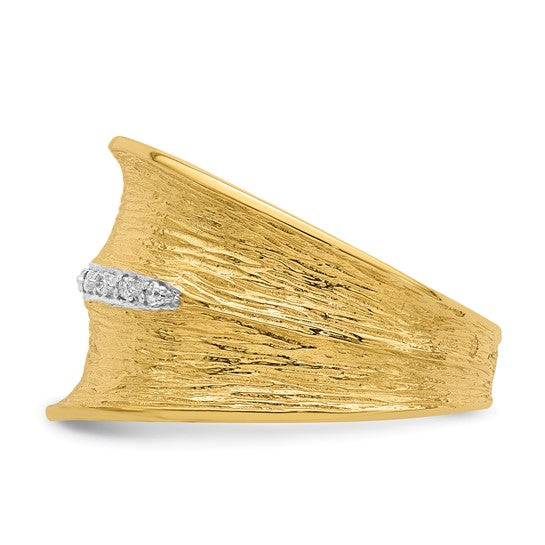 14k Yellow Gold Textured Concave Textured Diamond Ring – Lireille