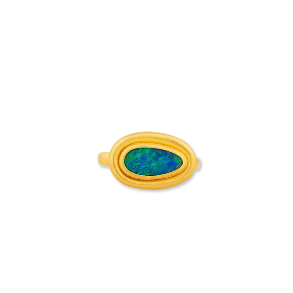Delphi 24K Gold Freeform Opal Doublet Ring – Lireille