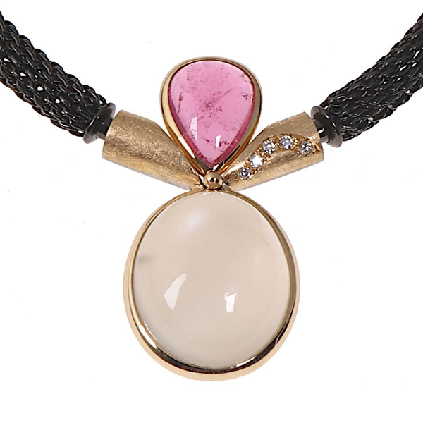 Vario Clasp Moonstone and Pink Tourmaline 18K yellow gold – Lireille
