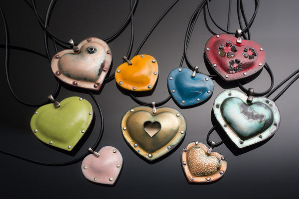 Fearless Heart Small Enamel Pendant in various color and pattern – Lireille
